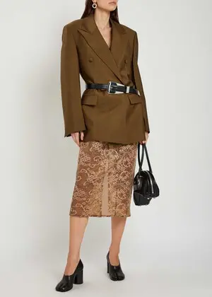 Acne Studios Floral Embroidered Lace Midi Skirt - Brown