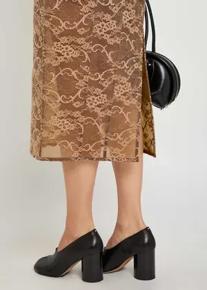 Acne Studios Floral Embroidered Lace Midi Skirt - Brown