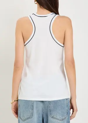 FRAME The Ringer Pipe-trim Cotton Tank Top