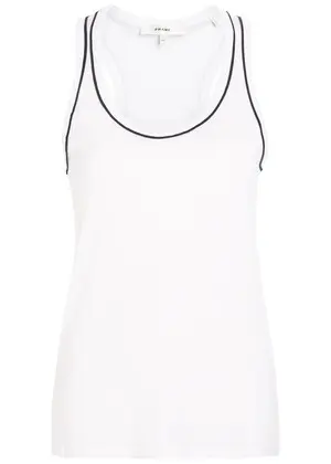 FRAME The Ringer Pipe-trim Cotton Tank Top