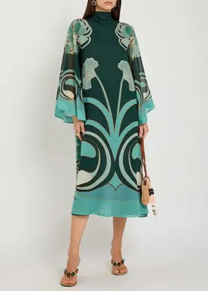 La DoubleJ Magnifico Printed Silk Midi Dress