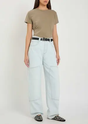 AGOLDE Shrunken Cotton T-shirt - Light Brown