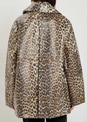 GANNI Waxed Canvas Print Coat