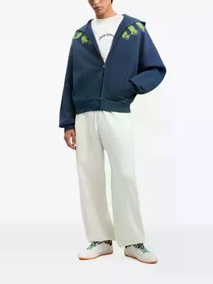 Palm Angels Logo Print Zip-up Hoodie - Blue