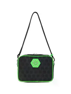 Philipp Plein Jacquard Monogram Messenger Bag - Black