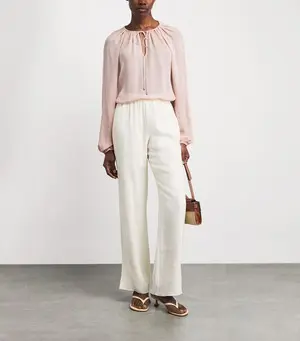 FRAME Silk Balloon Sleeve Blouse