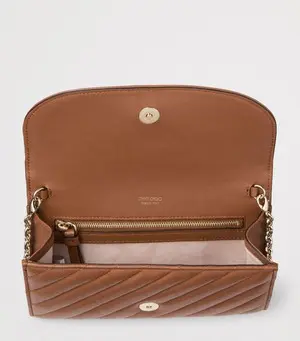 JIMMY CHOO Curve Quilted Leather Chain Wallet - Beige