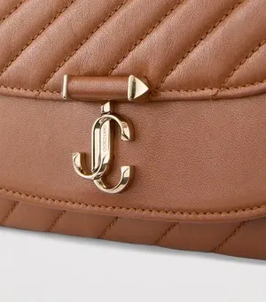 JIMMY CHOO Curve Quilted Leather Chain Wallet - Beige