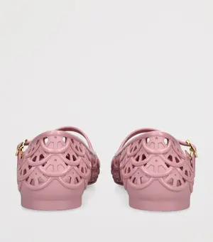 Valentino Garavani Open-work Vlogo Ballet Flats - Pink