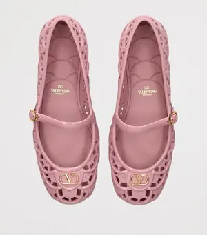 Valentino Garavani Open-work Vlogo Ballet Flats - Pink