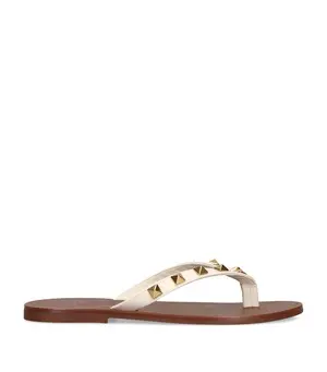 Valentino Garavani Rockstud Leather Flip Flops - White
