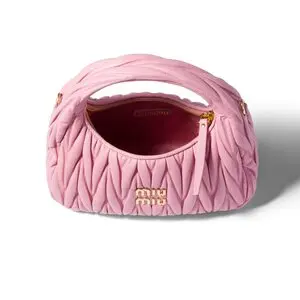 Miu Miu Wander Matelassé Nappa Leather Hobo Bag - Pink