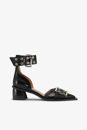 GANNI Chunky Buckle Open Cut Pumps