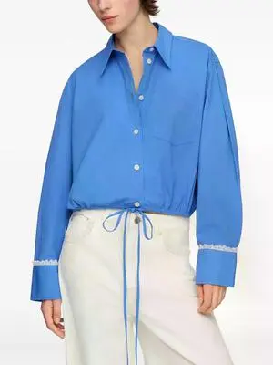 GANNI Lace-trim Drawstring-hem Shirt
