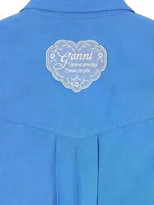 GANNI Lace-trim Drawstring-hem Shirt