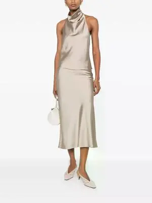 Imperial Satin Finish Flared Midi Skirt