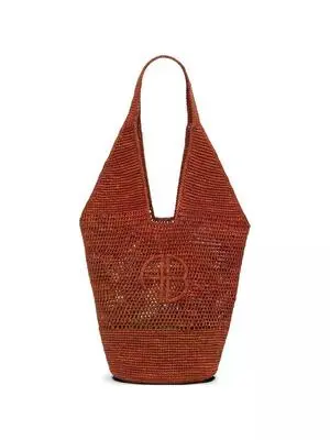 ANINE BING Leah Logo Raffia Tote Bag - Red