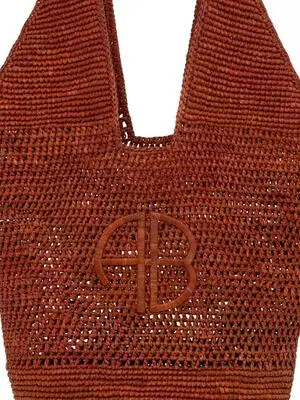 ANINE BING Leah Logo Raffia Tote Bag