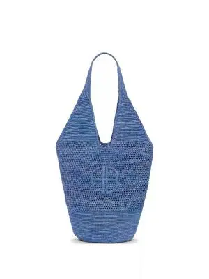 ANINE BING Leah Raffia Tote Bag - Blue