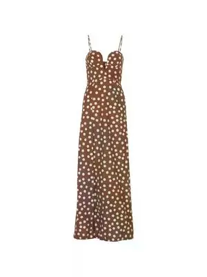 Raquel Diniz Polka Dot Maxi Dress - Brown