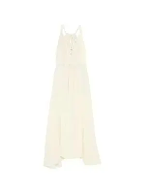 120% Lino Cream Linen Halterneck Dress
