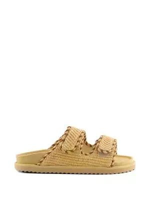 COLORS OF CALIFORNIA Woven Raffia Touch-strap Sandals - Brown