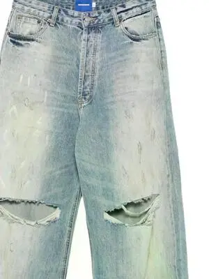 DAGGER Johnny Distressed Wide-leg Jeans