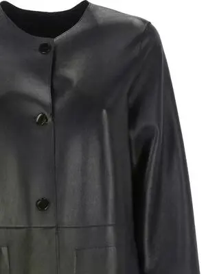 THE JACKIE LEATHERS Button-fastening Leather Coat