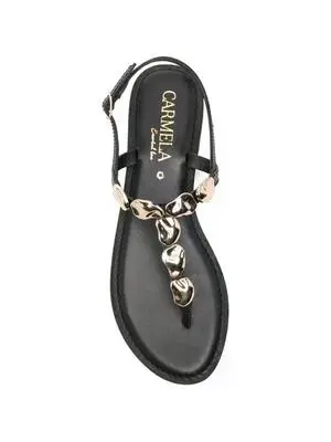 CARMELA Embellished Leather Flat Sandals