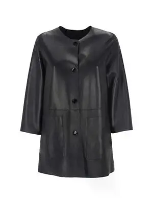 THE JACKIE LEATHERS Button-fastening Leather Coat