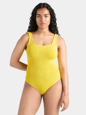 Hunza G Coverage Square Neck Swimsuit - Crinkle Sunflower