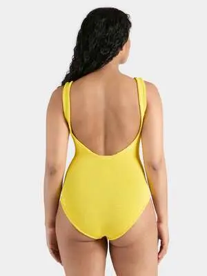 Hunza G Coverage Square Neck Swimsuit - Crinkle Sunflower