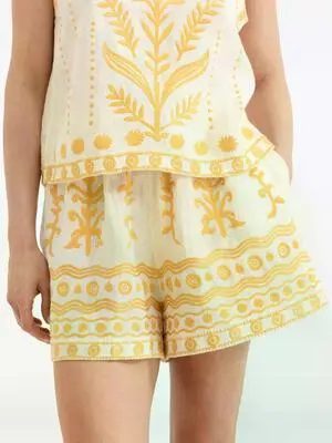 ERES Euphorbia Embroidered Linen Shorts - Neutrals