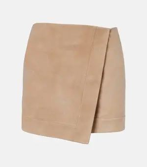 Balmain Suede Wrap Skirt - Beige