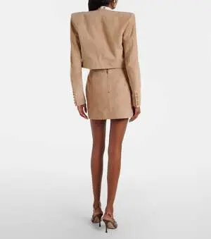 Balmain Suede Wrap Skirt - Beige