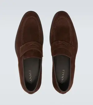 Canali Suede Penny Loafers