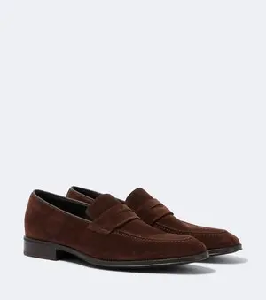 Canali Suede Penny Loafers - Brown