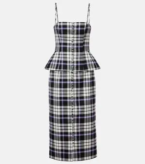 Carolina Herrera Carolina Herrera Checked Wool Midi Dress Black