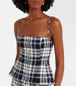 Carolina Herrera Checked Wool Midi Dress - Black