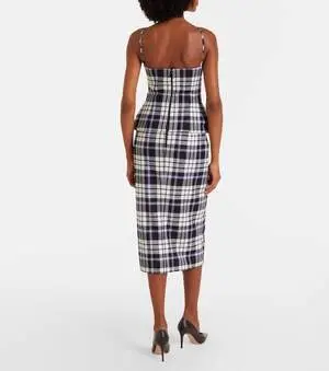 Carolina Herrera Checked Wool Midi Dress - Black