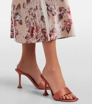 Amina Muaddi Andreea Satin Sandals - Pink
