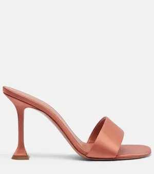 Amina Muaddi Andreea Satin Sandals - Pink