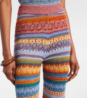 Etro Crochet Striped Cotton Flared Pants - Multicoloured