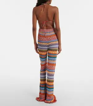 Etro Crochet Striped Cotton Flared Pants - Multicoloured