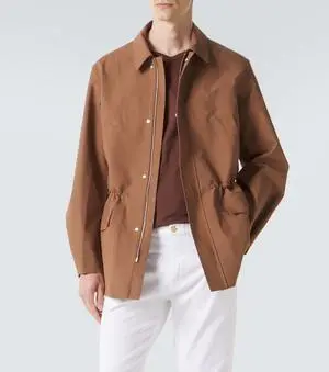 UMIT BENAN Tobacco Cotton Linen Drawstring Waist Jacket