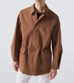 UMIT BENAN Tobacco Cotton Linen Drawstring Waist Jacket