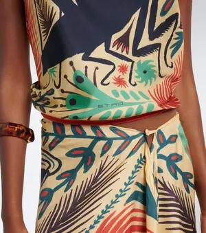 Etro Printed Halterneck Silk Top - Multicoloured