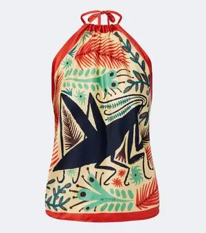 Etro Halterneck Silk Top - Multicoloured