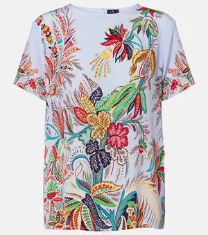 Etro Paisley Silk Crêpe De Chine Top - Blue