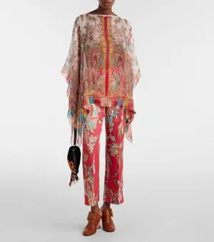 Etro Printed Silk Cape